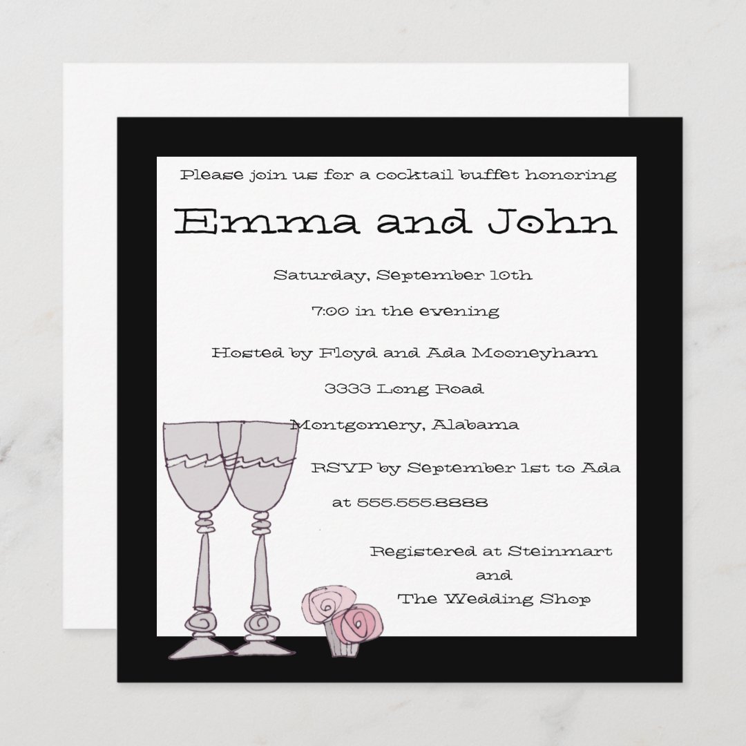 Cocktail Buffet Invitation in Black and White | Zazzle