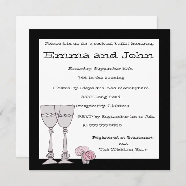 Cocktail Buffet Invitation in Black and White | Zazzle