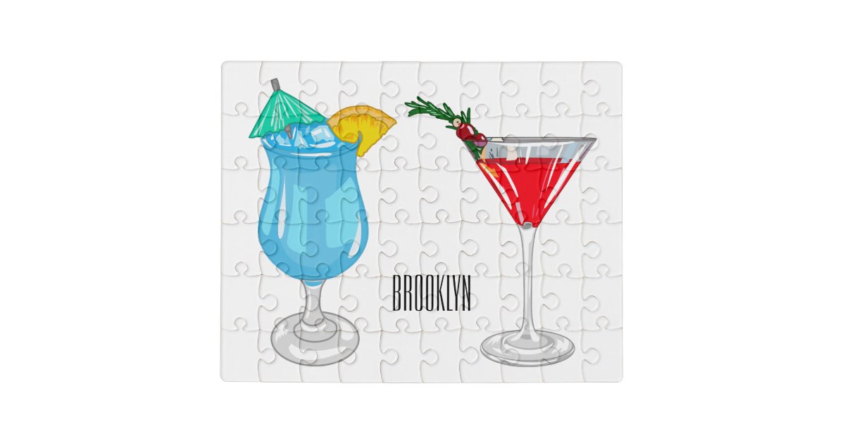 Cocktail cartoon illustration jigsaw puzzle | Zazzle