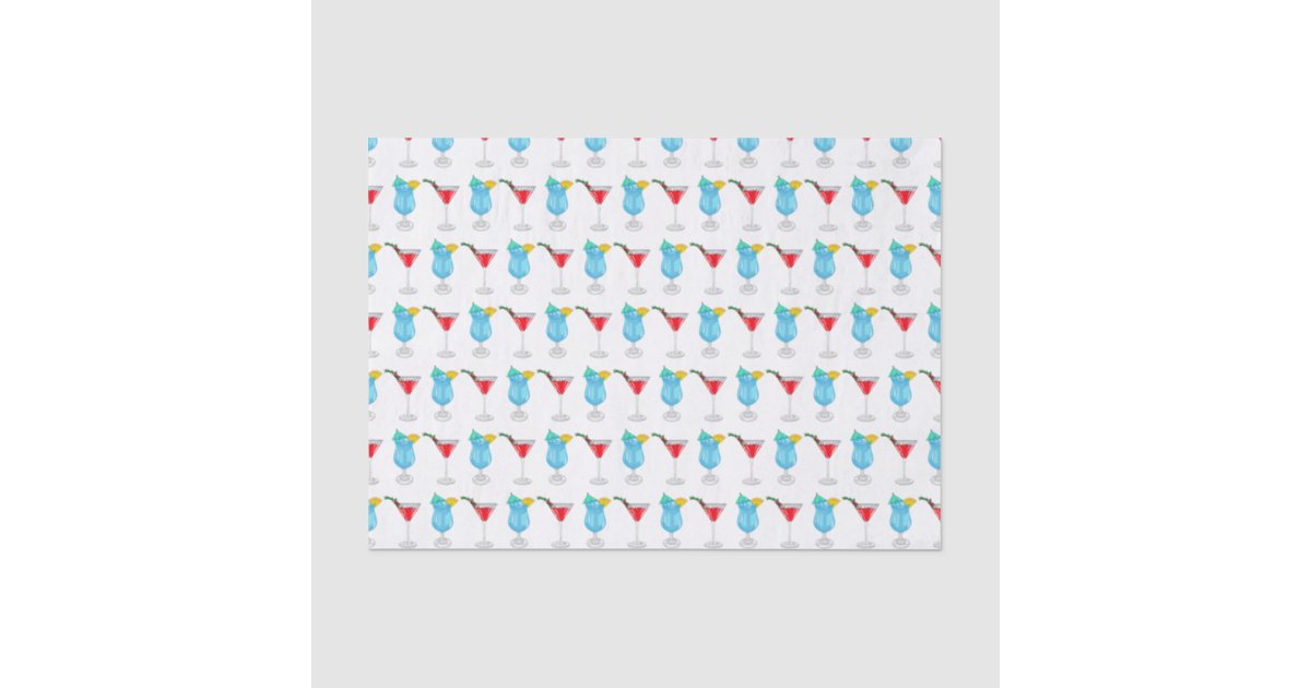Cocktail cartoon illustration tissue paper | Zazzle