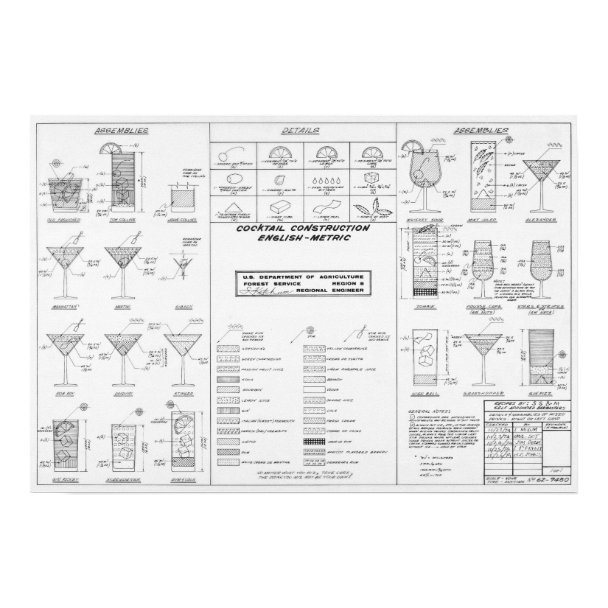 Cocktail Construction Chart / USDA Fabric | Zazzle