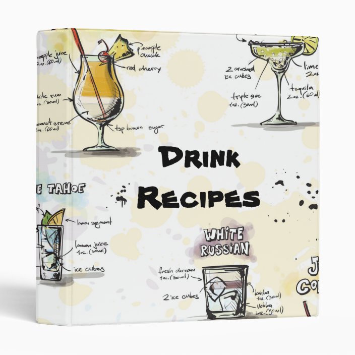 Cocktail Drink Recipe Design 3 Ring Binder | Zazzle.com