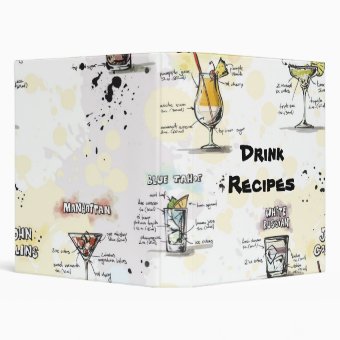 Cocktail Drink Recipe Design 3 Ring Binder | Zazzle