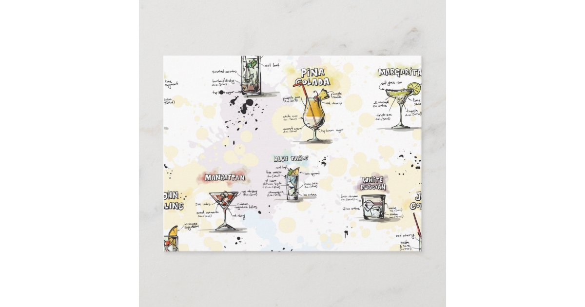 Cocktail Drink Recipe Design Postcard | Zazzle