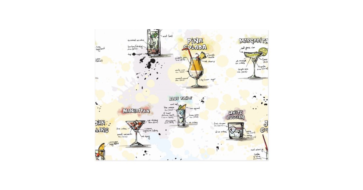 Cocktail Drink Recipe Design Postcard | Zazzle.com