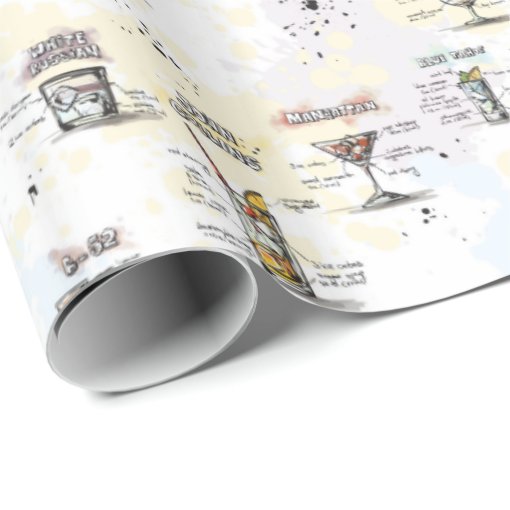 Cocktail Drink Recipe Design Wrapping Paper | Zazzle