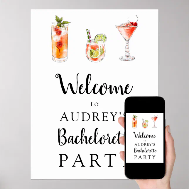 Cocktail Drinks Bachelorette Welcome Sign | Zazzle