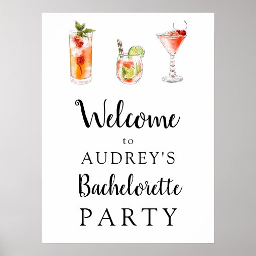 Cocktail Drinks Bachelorette Welcome Sign | Zazzle