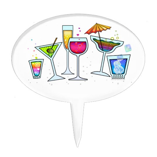 COCKTAIL GLASSES CAKE TOPPER PICK | Zazzle.com
