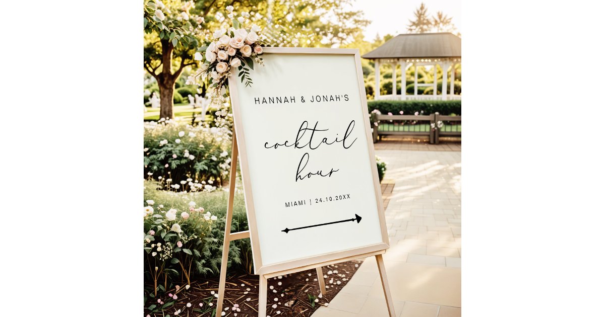 Cocktail Hour Elegant Calligraphy Wedding modern Poster | Zazzle