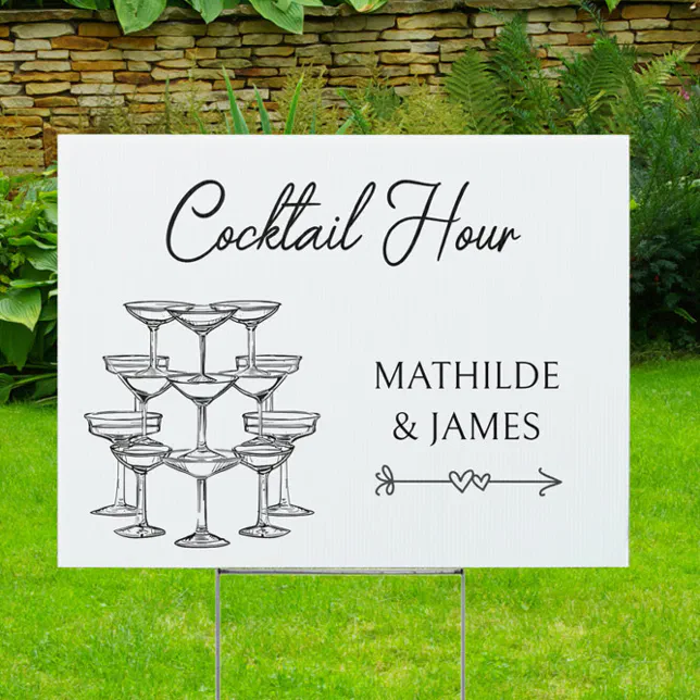 Cocktail Hour Personalized Outdoor Wedding Sign | Zazzle