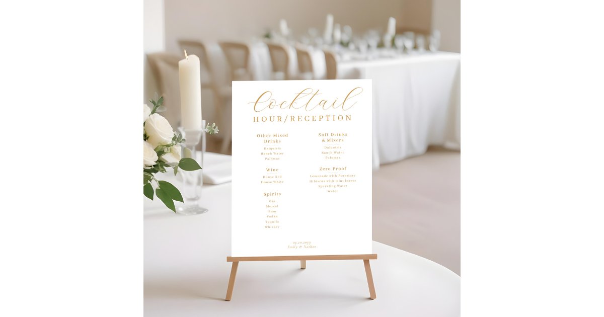 Cocktail Hour Reception Drink Menu Poster | Zazzle