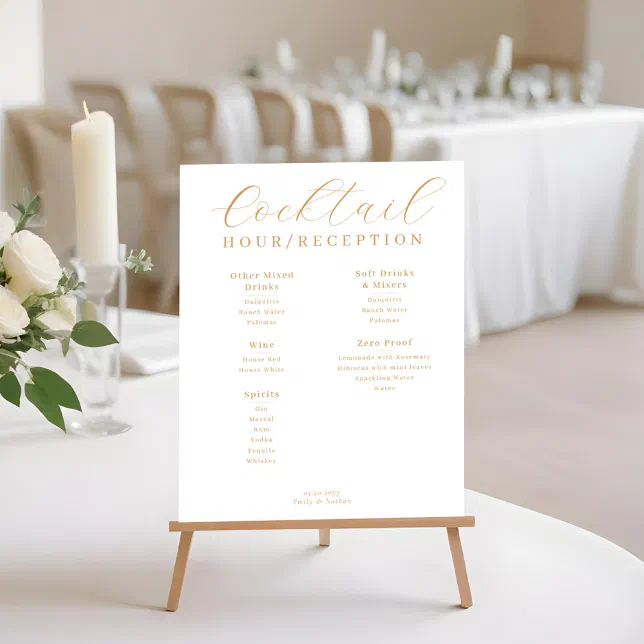 Cocktail Hour Reception Drink Menu Poster | Zazzle