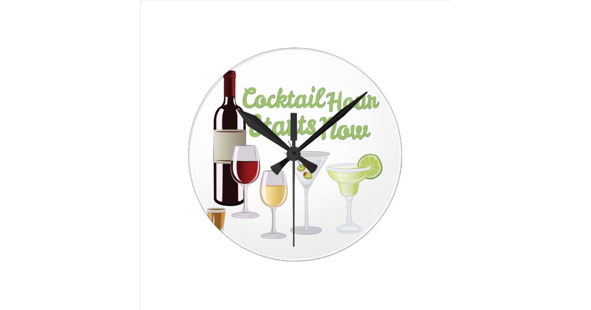 Cocktail Hour Round Clock | Zazzle.com