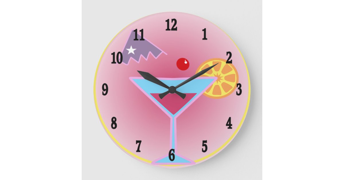 Cocktail Hour Wall Clock | Zazzle