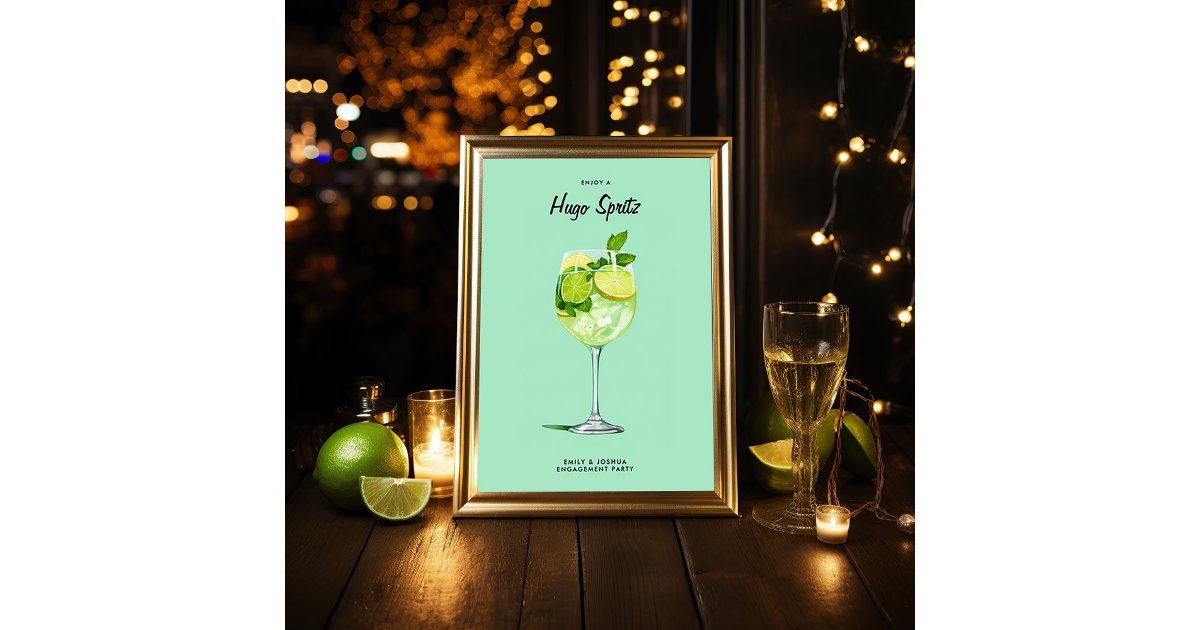 Cocktail Hugo Spritz Engagement Party Sign | Zazzle
