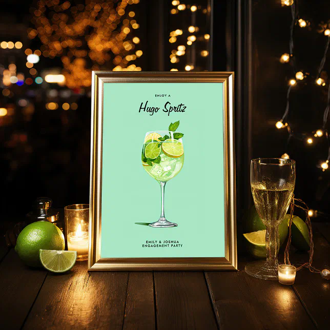Cocktail Hugo Spritz Engagement Party Sign | Zazzle