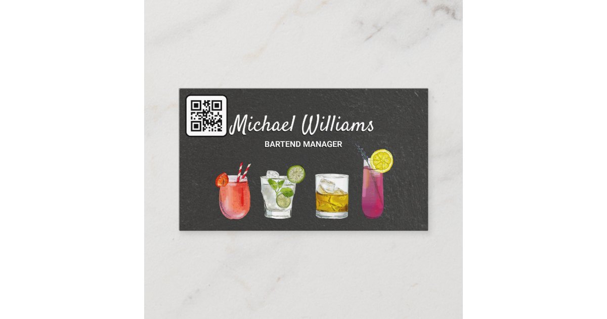 Cocktail Mix Drinks | Mixology | QR Code Business Card | Zazzle