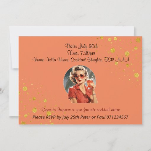 Cocktail party drinks get together sophisticated invitation | Zazzle