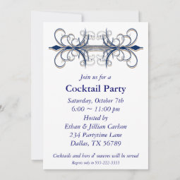 Cocktail Party Invitation Blue Party Invitations | Zazzle