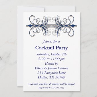 Cocktail Party Invitation Blue Party Invitations | Zazzle