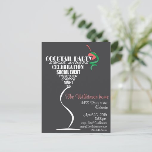 Cocktail Party invitation card design | Zazzle