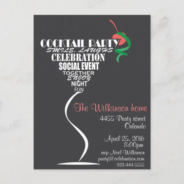 Cocktail Party invitation card design | Zazzle