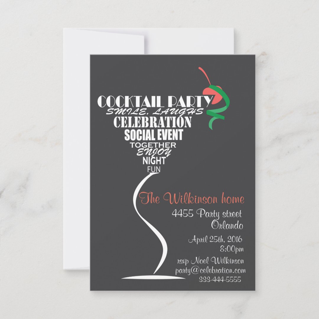 Cocktail Party invitation card design | Zazzle