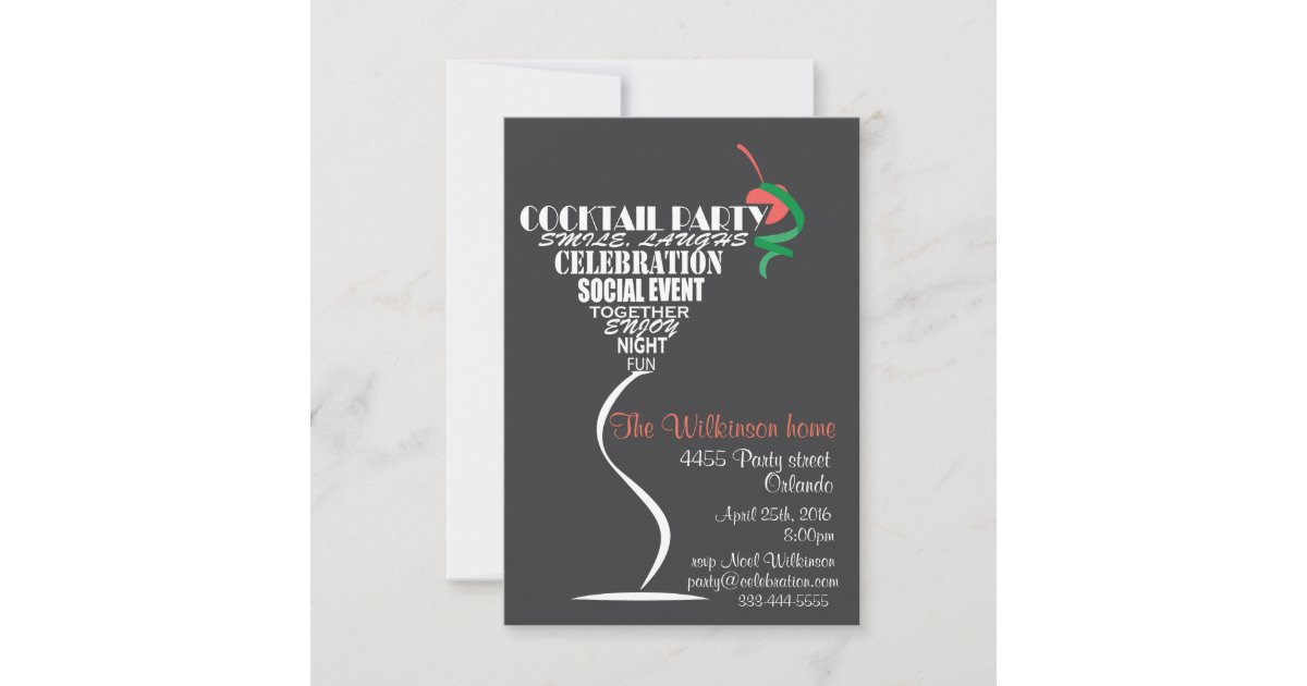Cocktail Party invitation card design | Zazzle