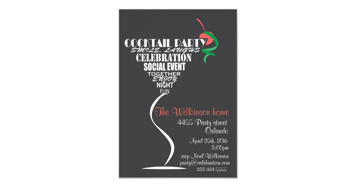 Cocktail Party invitation card design | Zazzle.com