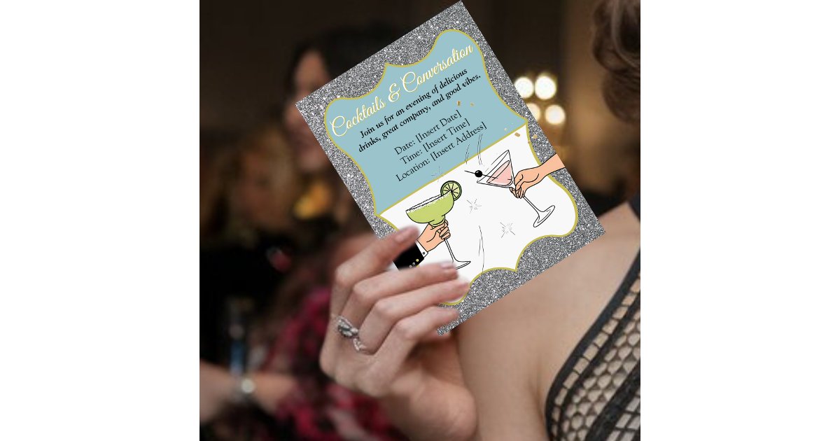 Cocktail party, sophisticated conversations, drink invitation | Zazzle