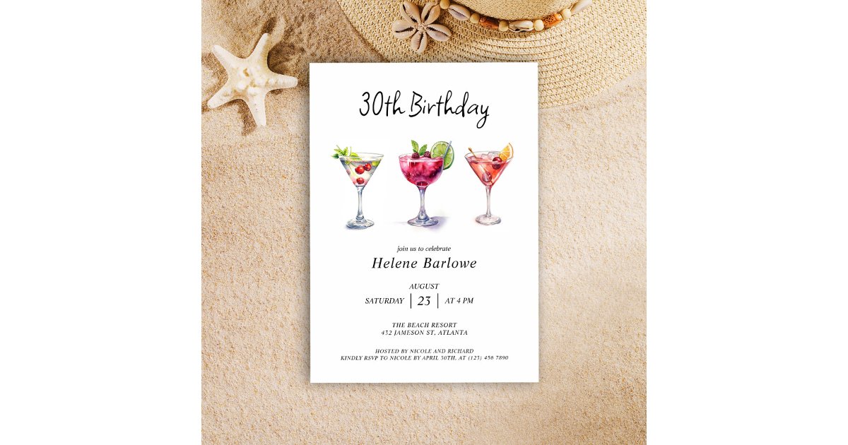 Cocktail Pool Party Birthday Invitation | Zazzle