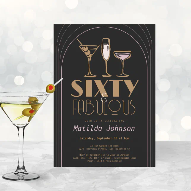 Cocktail Sixty & Fabulous 60th Birthday Invitation | Zazzle