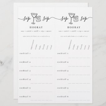 Cocktail Tasting Rating Scorecard Letterhead | Zazzle