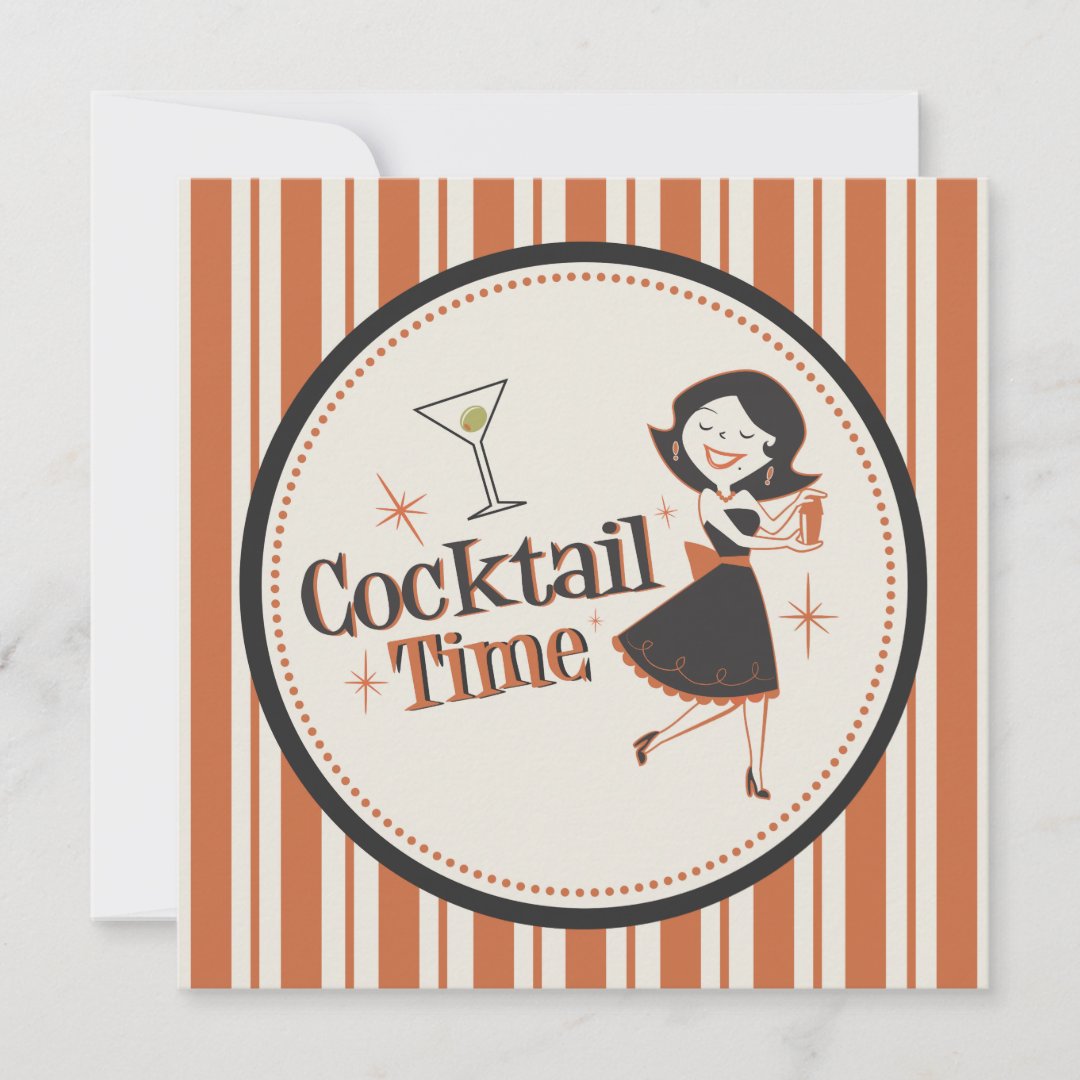 Cocktail Time Invitation - Stripes | Zazzle