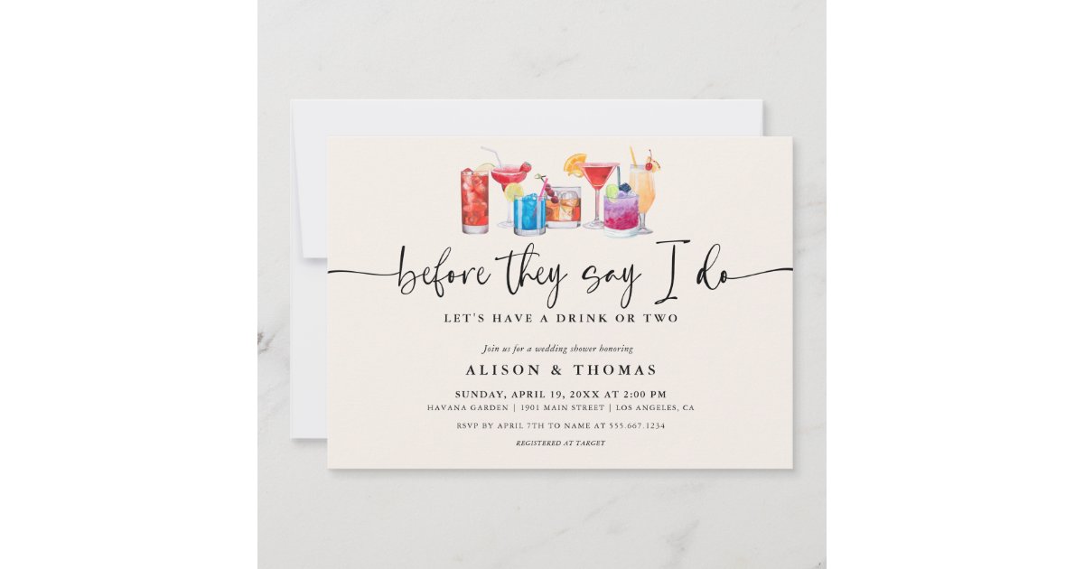 Cocktail Wedding Shower | Engagement Party Invitation | Zazzle