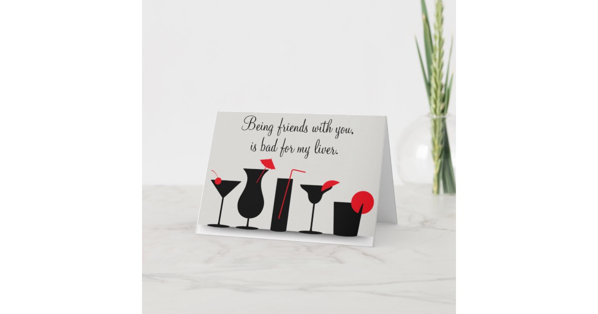 Cocktail Wine Drinking Happy Birthday Funny Card | Zazzle