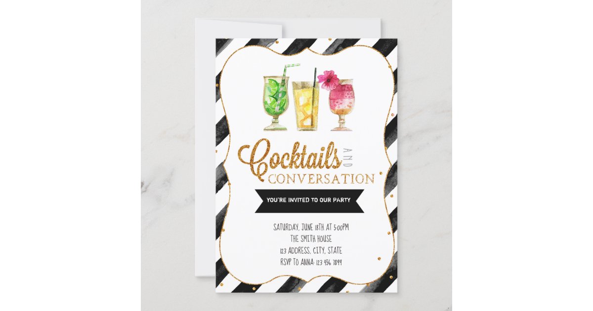 Cocktails and conversation invitation | Zazzle