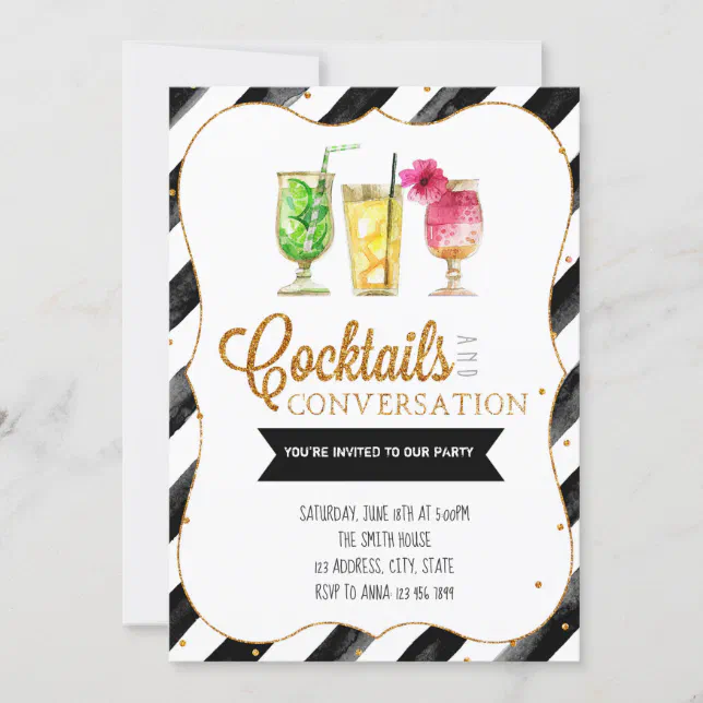Cocktails and conversation invitation | Zazzle