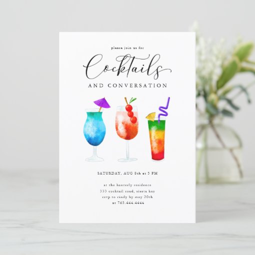 Cocktails and Conversation Party Invitation | Zazzle