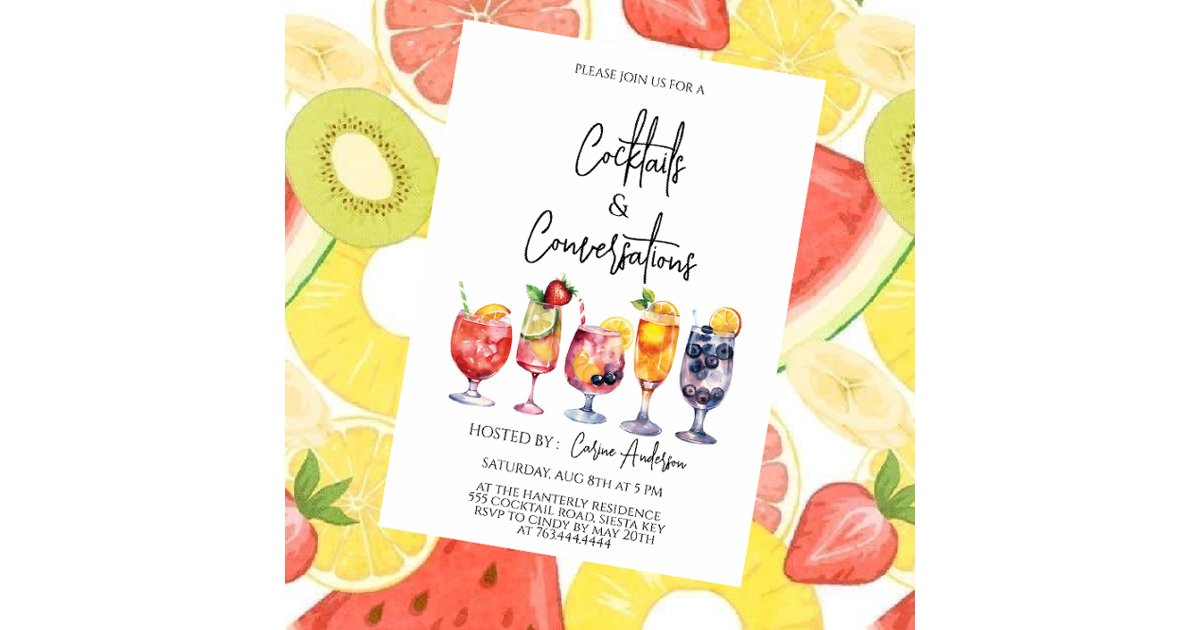 Cocktails and Conversation Party Invitation | Zazzle