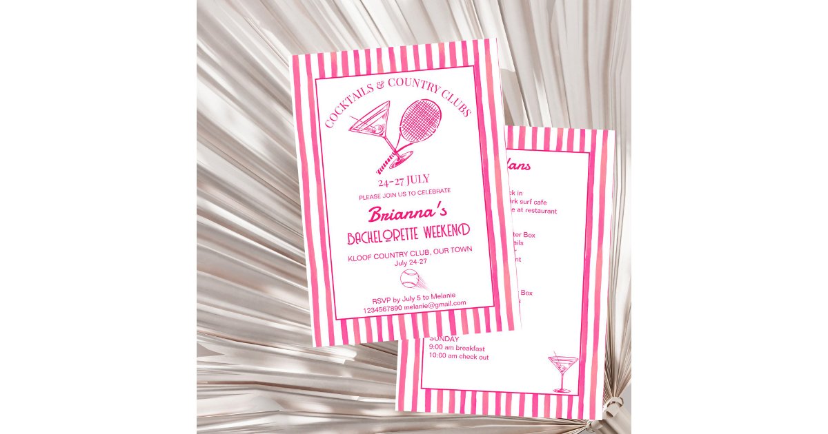 Cocktails and country clubs tennis Bachelorette Invitation | Zazzle