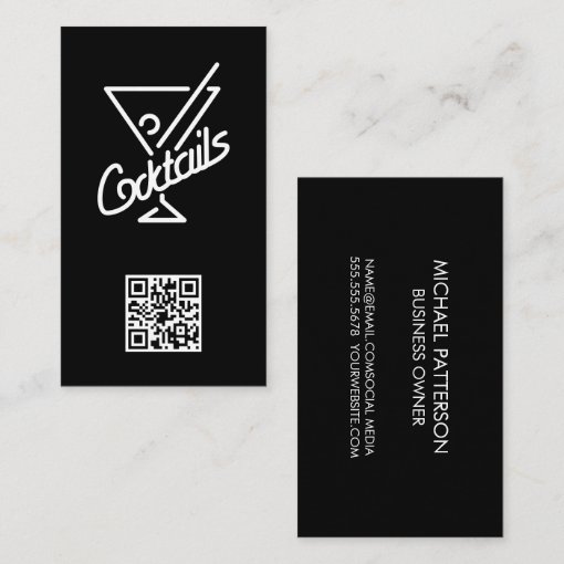 Cocktails / Bartender / QR Barcode Business Card | Zazzle