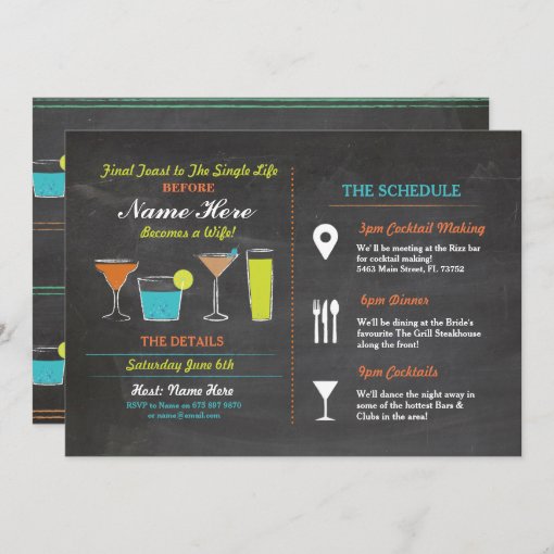 Cocktails Bridal Shower Itinerary Bachelorette Program | Zazzle