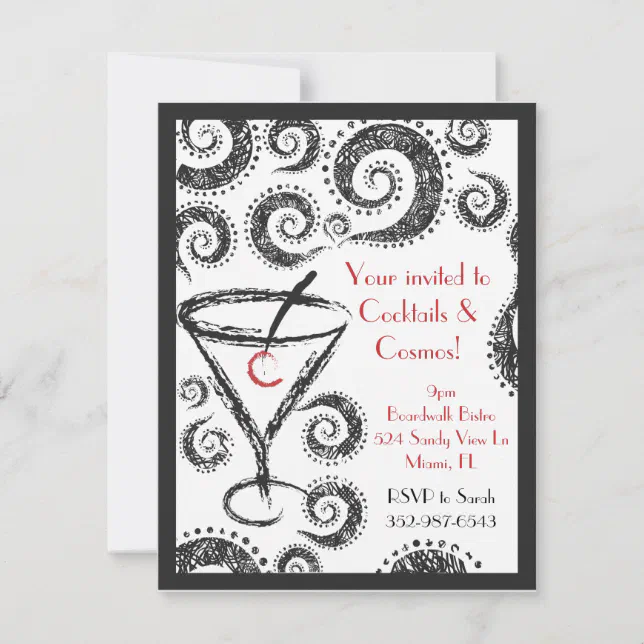 Cocktails & Cosmos invitations | Zazzle