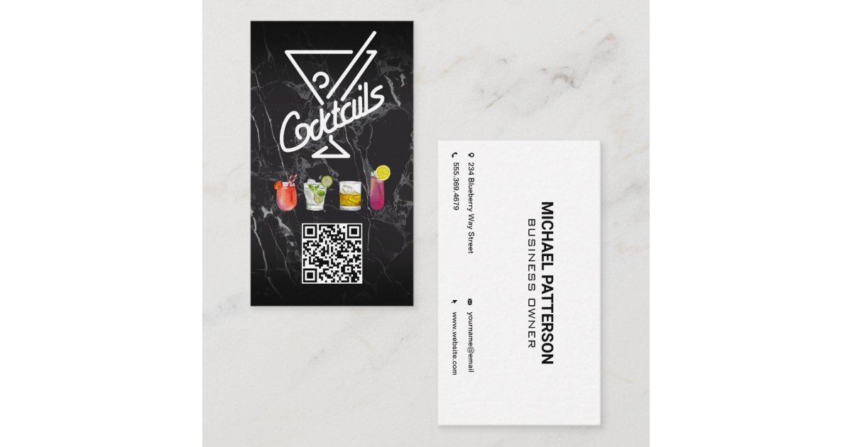Cocktails | QR Code | Add Custom Business Card | Zazzle