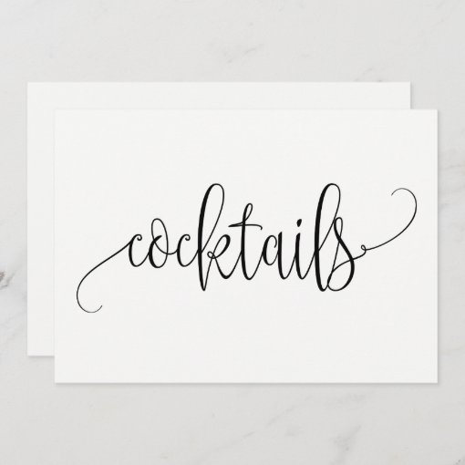 Cocktails Sign - Lovely Calligraphy Invitation | Zazzle