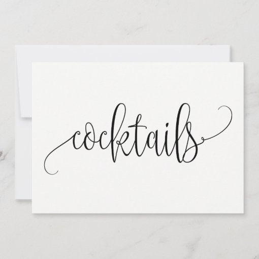 Cocktails Sign - Lovely Calligraphy Invitation | Zazzle