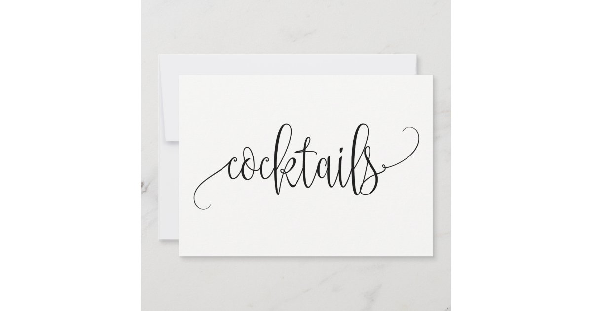 Cocktails Sign - Lovely Calligraphy Invitation | Zazzle