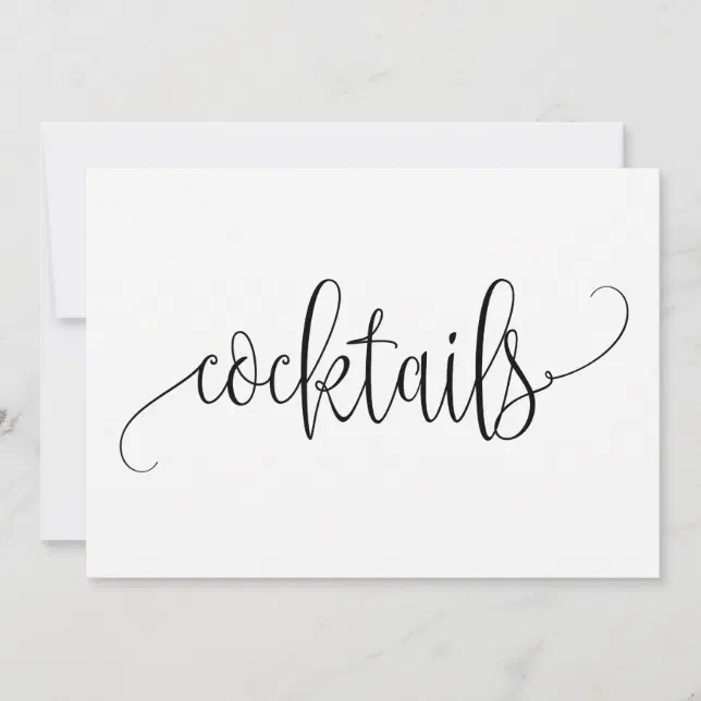 Cocktails Sign - Lovely Calligraphy Invitation | Zazzle